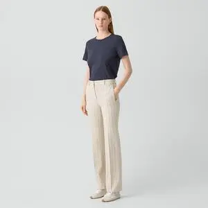 Theory Flared Pant In Striped Crepe Jersey