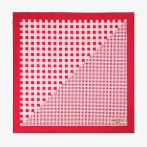 JIMMY CHOO Sula Bandana Ruby Red Mix Gingham Print Cotton Bandana - A400 Ruby Red Mix