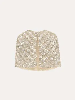 Oscar De La Renta Embroidered Capelet - Silver