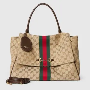 Gucci Large Top Handle Bag In Gg Canvas - Beige