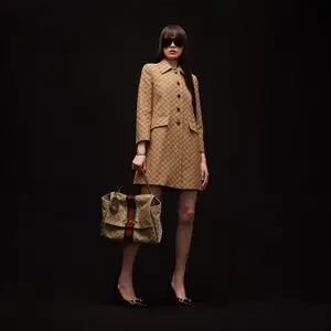 Gucci Large Top Handle Bag In Gg Canvas - Beige