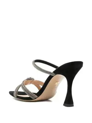 Lola Cruz Embellished Knot Detail Sandals - Black