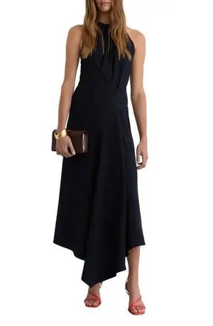REISS Asymmetric Sleeveless Maxi Dress - Navy