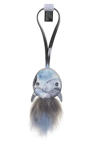 DIESEL® Faux Leather & Faux Fur Bag Charm - Grey