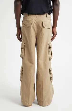 ERL Gender Inclusive Cotton Canvas Cargo Pants - Beige