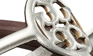 Tory Burch Miller Capri Kitten Heel Thong Sandal - Silver/cocoa