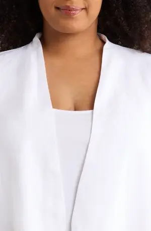 Eileen Fisher Open Front Organic Linen Jacket - White