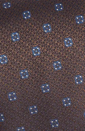 Canali Medallion Silk Neck Tie - Brown