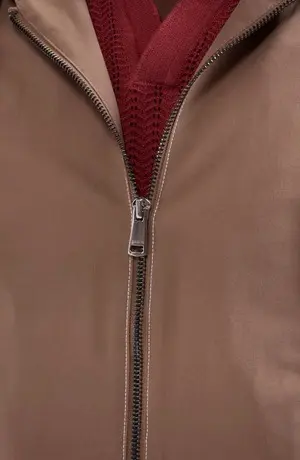 Bugatchi Hooded Water-repellent Jacket - Tobacco