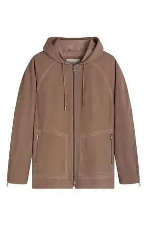 Bugatchi Hooded Water-repellent Jacket - Tobacco