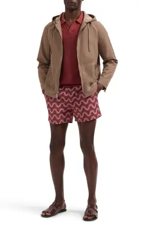 Bugatchi Hooded Water-repellent Jacket - Tobacco