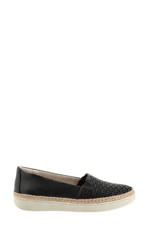 Trotters Accent Perforated Espadrille Slip-on Sneakers - Black