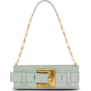 Balmain Anthem Calfskin Leather Clutch - Green