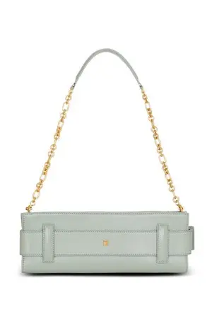Balmain Anthem Calfskin Leather Clutch - Green