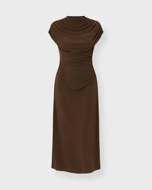 VIVEH Talia Sleeveless Draped Midi Dress