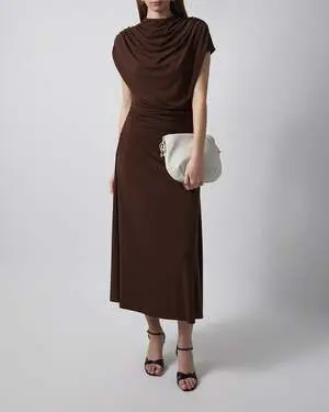 VIVEH Talia Sleeveless Draped Midi Dress