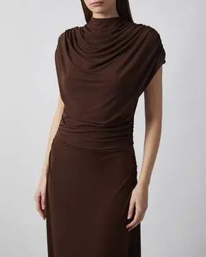VIVEH Talia Sleeveless Draped Midi Dress