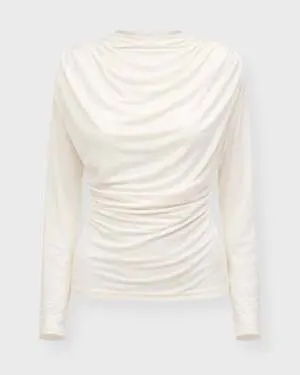 VIVEH Mirel Draped Jersey Top - Coconut