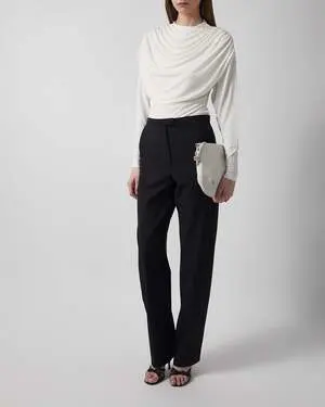 VIVEH Mirel Draped Jersey Top - Coconut