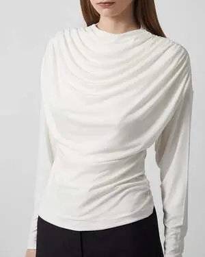 VIVEH Mirel Draped Jersey Top - Coconut
