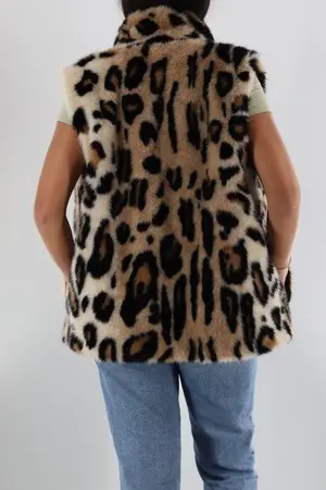 La Fiorentina Faux Fur Animal Print Vest