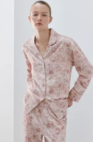 Mango Print Cotton Pajama Pants - Pink