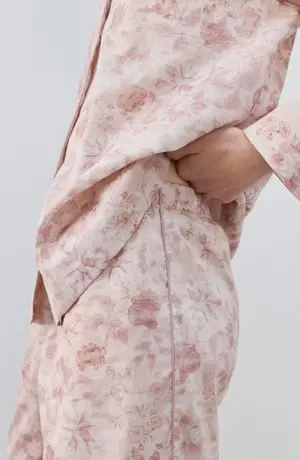 Mango Print Cotton Pajama Pants - Pink