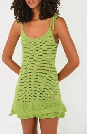 THE LULO PROJECT Suntrace Open Stitch Minidress