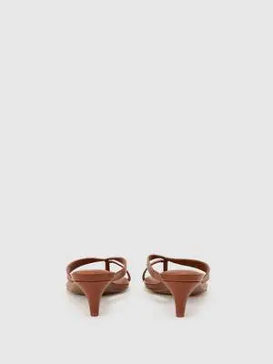 REISS Mia Lizard-effect Kitten-heel Sandals - Tan