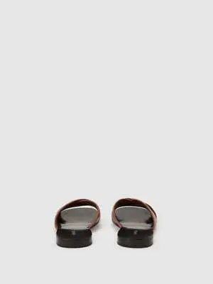 REISS Kori Leather Cross-strap Flat Sandals