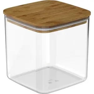 OU Stackable Airtight Food Storage Container With Wood Lid - Clear