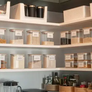 OU Stackable Airtight Food Storage Container Set With Wood Lid 8 Piece