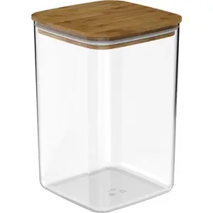 OU Stackable Airtight Food Storage Container With Wood Lid - Clear