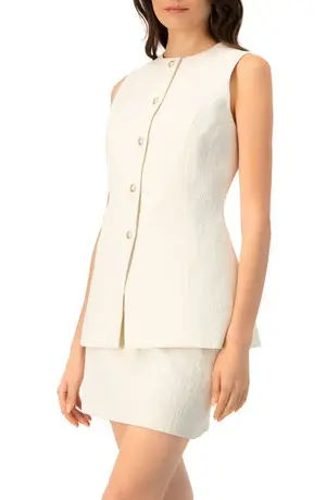 IVONNE Tailored Vest With Front Buttons - Ivory