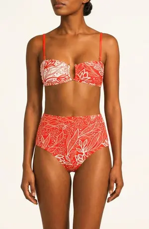 JESSIE ZHAO NEW YORK Scarlet Bloom Reversible Bandeau Top - Red