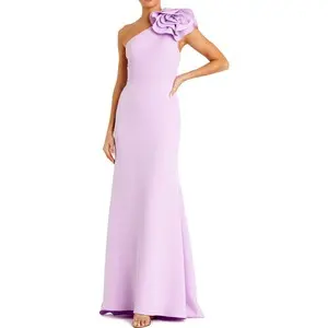 Mac Duggal Crepe One Shoulder Gown With Rosette