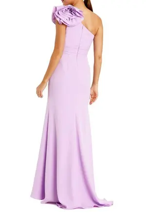 Mac Duggal Crepe One Shoulder Gown With Rosette