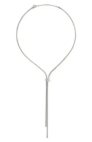 John Hardy Sterling Pave Diamond Stud Lariat Necklace