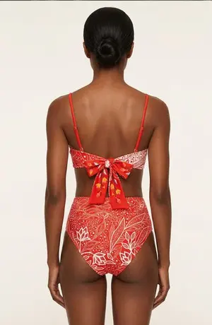 JESSIE ZHAO NEW YORK Scarlet Bloom Reversible Bikini Bottom - Red
