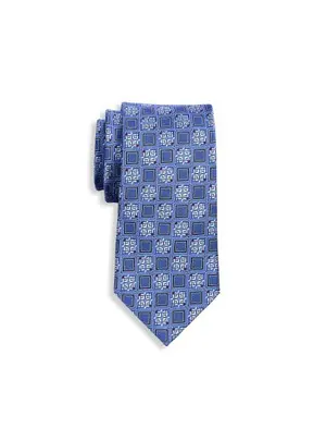 OAK HILL PREMIUM BY DXL Big & Tall Square Silk Neck Tie - Blue