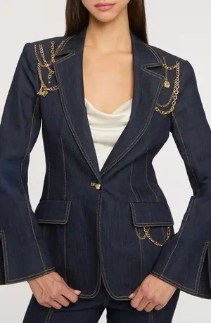 Cinq À Sept Danika Chain Denim Blazer - Indigo