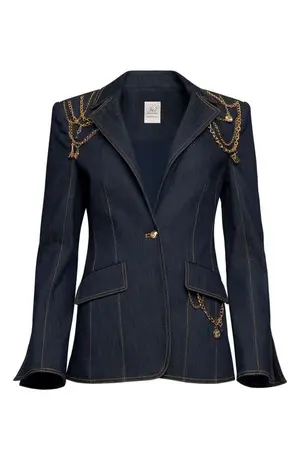 Cinq À Sept Danika Chain Denim Blazer - Indigo