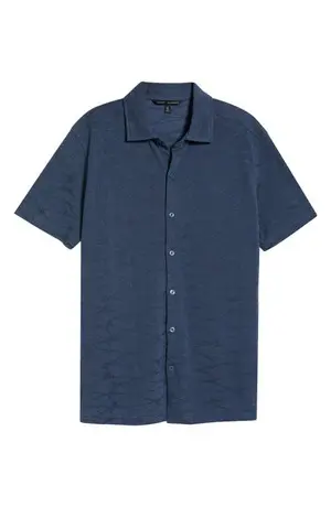 Robert Barakett Graham Short Sleeve Sleeve Knit Button-up Shirt - Dark Caspian