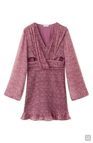 Mango Long Sleeve Cutout Mini Dress