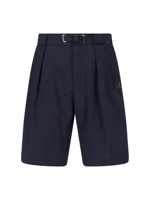 WHITE SAND Belted Linen Shorts - Blue