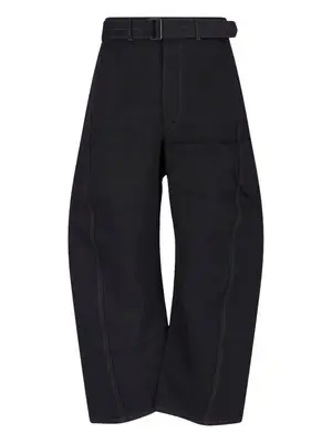 LEMAIRE Wide Cotton Pants - Black