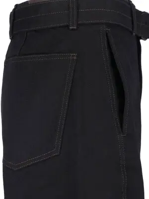 LEMAIRE Wide Cotton Pants - Black