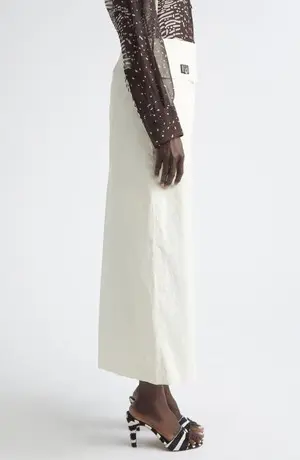 FERRAGAMO Hug Buckle Coated Linen Cargo Skirt - Mascarpone