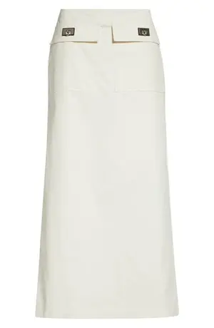 FERRAGAMO Hug Buckle Coated Linen Cargo Skirt - Mascarpone