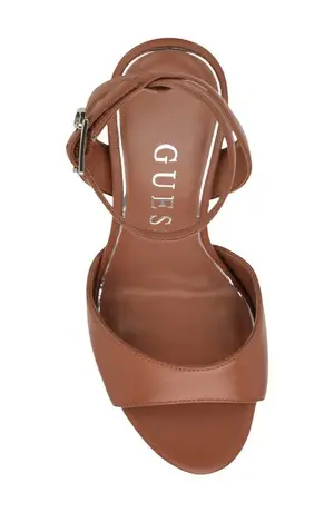 Guess Ankle Strap Platform Sandal - Medium Brown